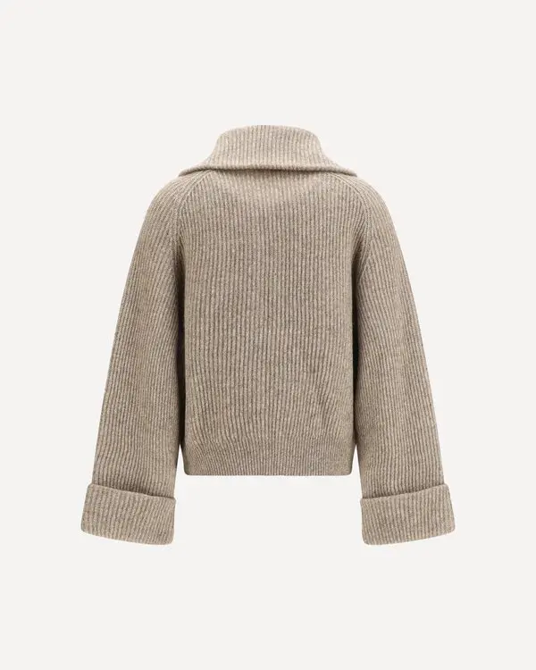 Brunello Cucinelli High-neck Zip-up Sweater With Wide Sleeves