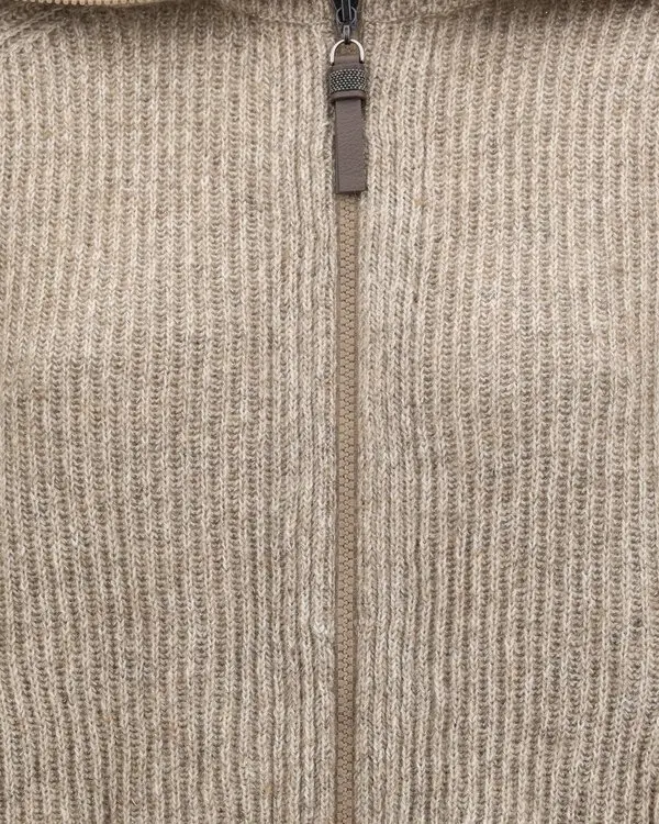 Brunello Cucinelli High-neck Zip-up Sweater With Wide Sleeves