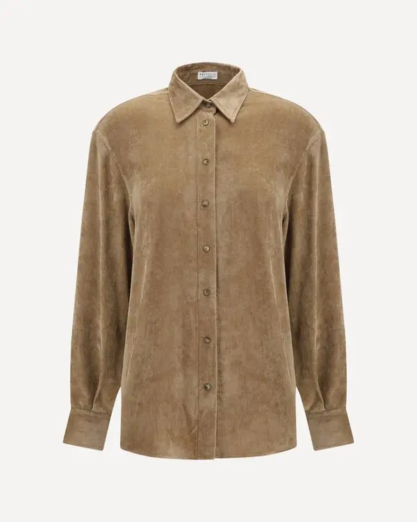 Brunello Cucinelli Cashmere Blend Snap-button Shirt - Beige