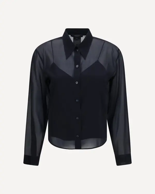 Gucci Stretch Silk Chiffon Shirt With Detachable Camisole - Black