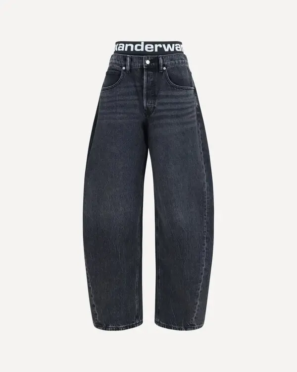 Alexander Wang Blow-up Jeans With Logo Waistband - Grey