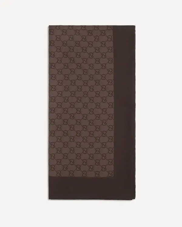 Gucci Gg Silk Twill Jacquard Scarf