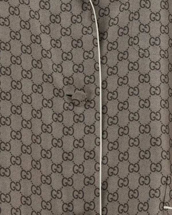 Gucci Printed Silk Twill Shirt - Beige