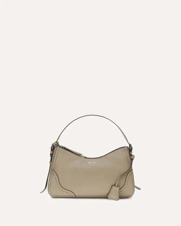 Prada Leather Shoulder Bag - Grey