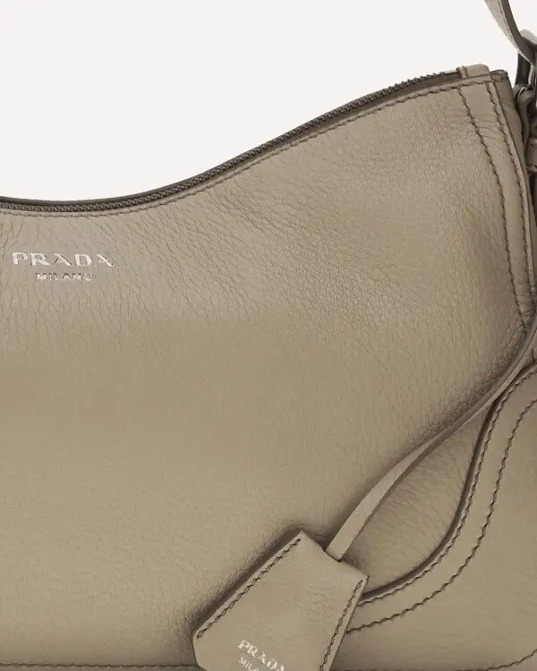 Prada Leather Shoulder Bag - Grey