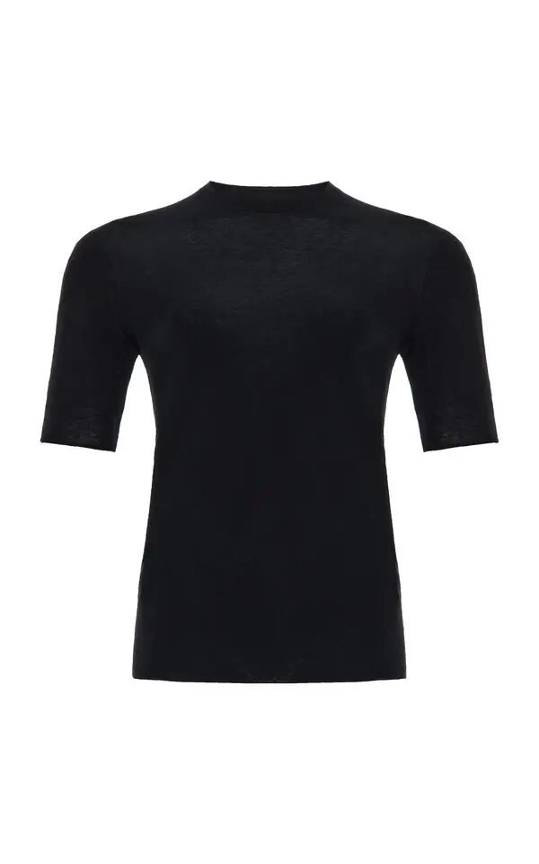 THE ROW Ozzi Silk Jersey Crewneck T-shirt - Black