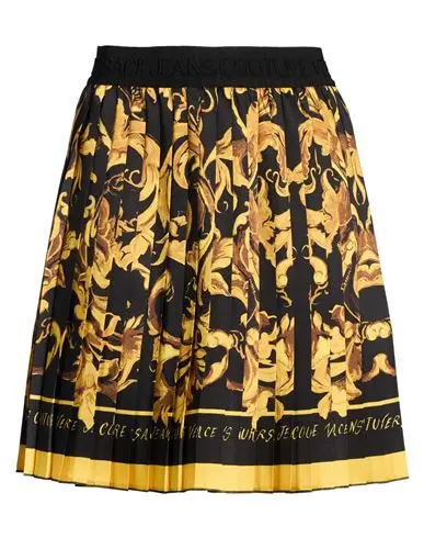Versace Pleated Floral Print Mini Skirt - Black