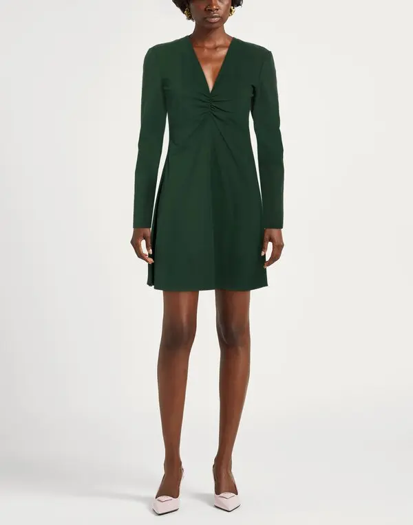 Patrizia Pepe Long Sleeve V-neck Mini Dress With Ruching