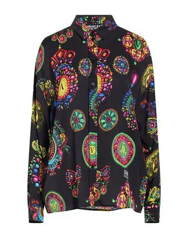 Versace Viscose Twill Multicolor Printed Shirt - Black
