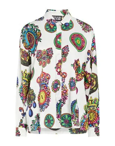 Versace Viscose Twill Multicolor Printed Shirt - White