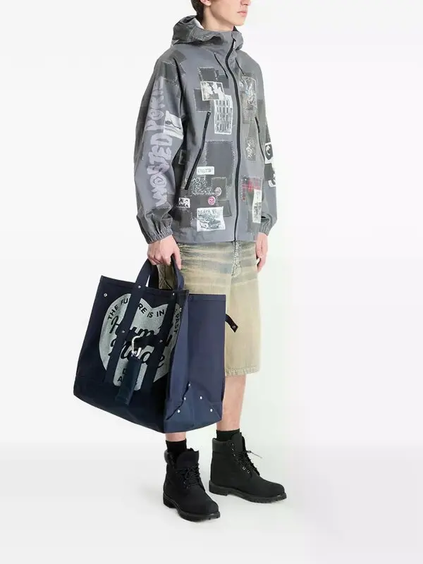 WASTED Taunt Patchwork-print Hooded Windbreaker