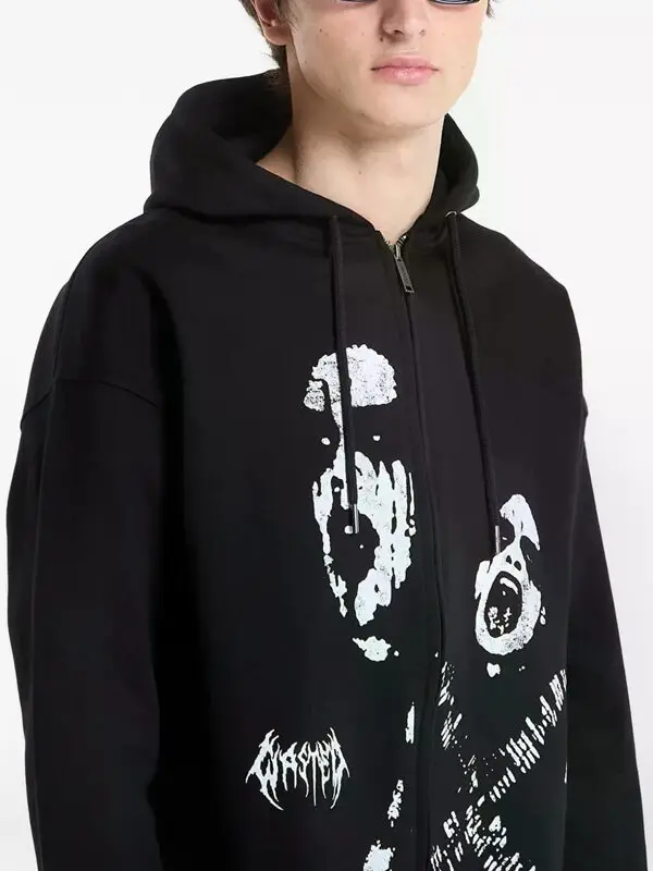 WASTED Graphic Print Zip-up Hoodie