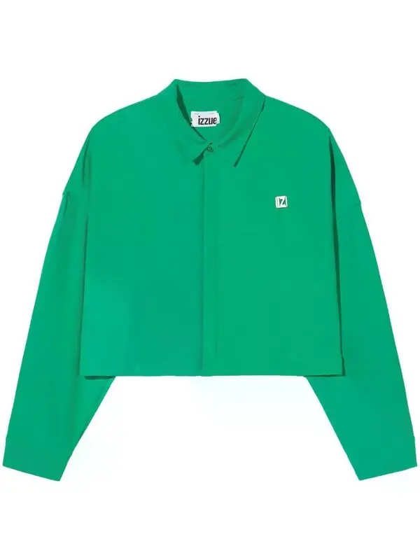 Izzue Cropped Shirt With Logo Plaque - Green