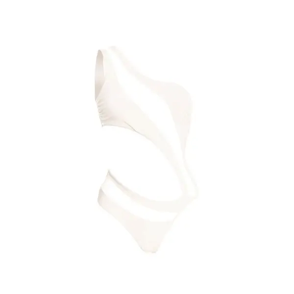 MOOREA SWIM Geometric One-piece Swimsuit With Cut-outs And Sheer Tulle - White