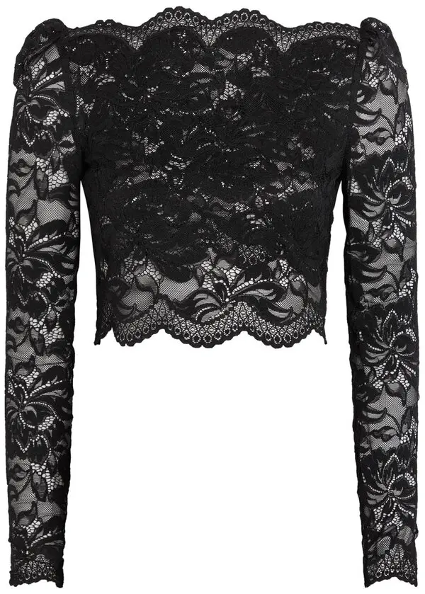 Rabanne Off-the-shoulder Lace Crop Top - Black
