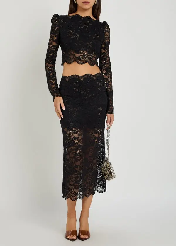 Rabanne Off-the-shoulder Lace Crop Top - Black