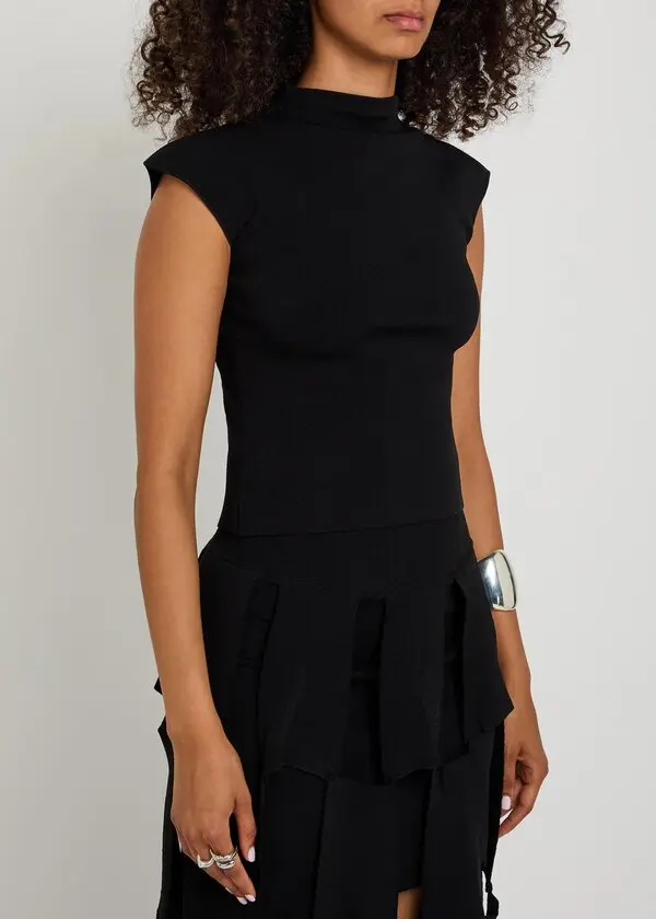 A.W.A.K.E. Mode Close-knit Top With Mock Neck And Dolman Cap Sleeves