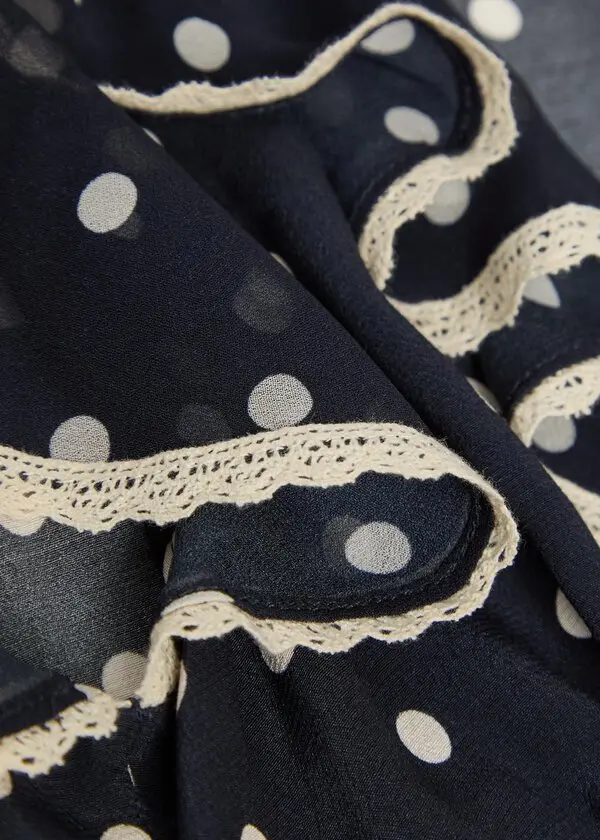 Rixo Bethea Polka Dot Crepe De Chine Midi Dress - Navy