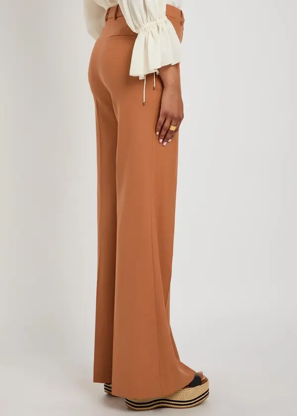 Chloé Flared-leg Virgin Wool Trousers - Tan