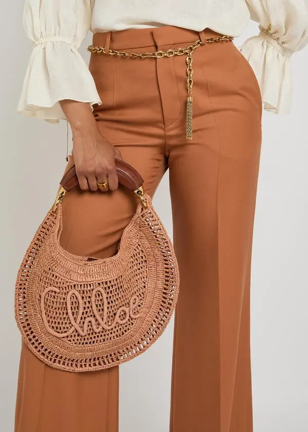 Chloé Flared-leg Virgin Wool Trousers - Tan