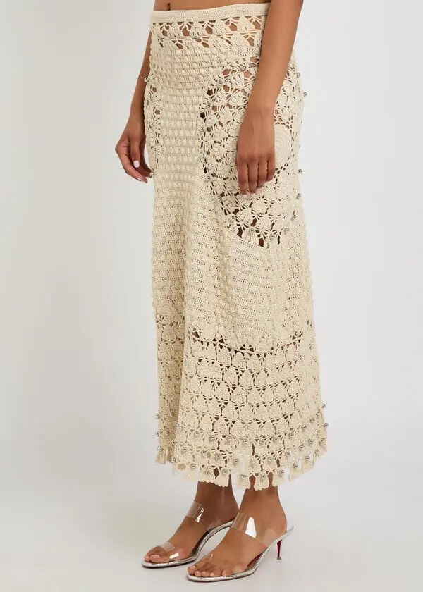 Rabanne Embellished Crochet Midi Skirt