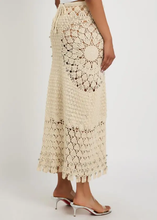 Rabanne Embellished Crochet Midi Skirt