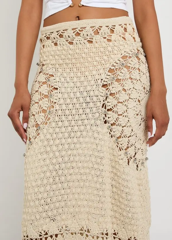 Rabanne Embellished Crochet Midi Skirt