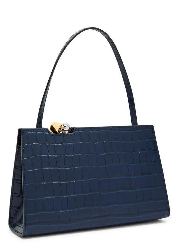 Jacquemus Le Salon Crocodile-effect Leather Shoulder Bag - Navy