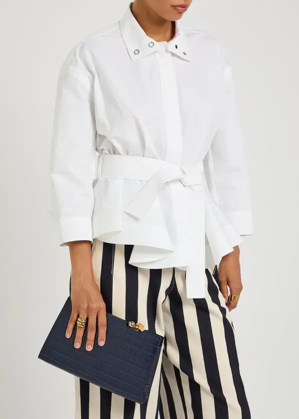 Jacquemus Le Salon Crocodile-effect Leather Shoulder Bag - Navy