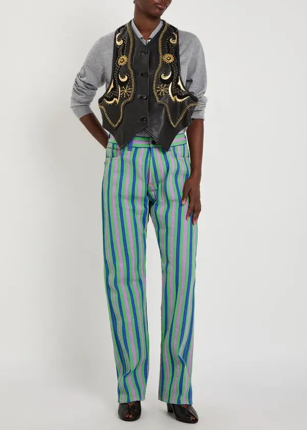 Versace Embellished Panelled Leather Vest