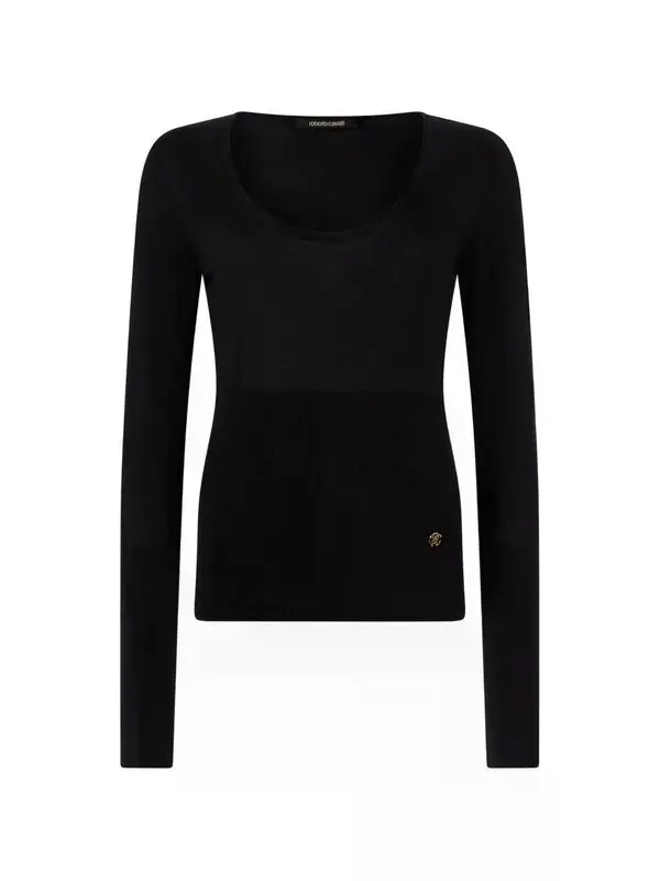 Roberto Cavalli Scoop Neck Ribbed Knit Sweater
