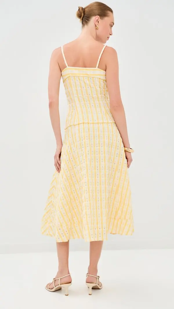 Rosie Assoulin Drop Me A Note Gingham Seersucker Midi Dress