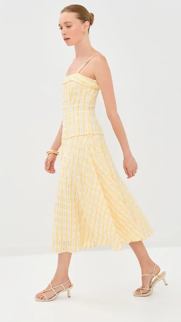 Rosie Assoulin Drop Me A Note Gingham Seersucker Midi Dress