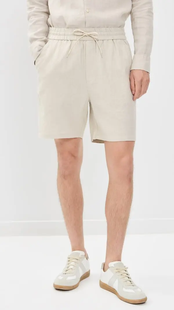 LES DEUX Drawstring Linen Blend Shorts