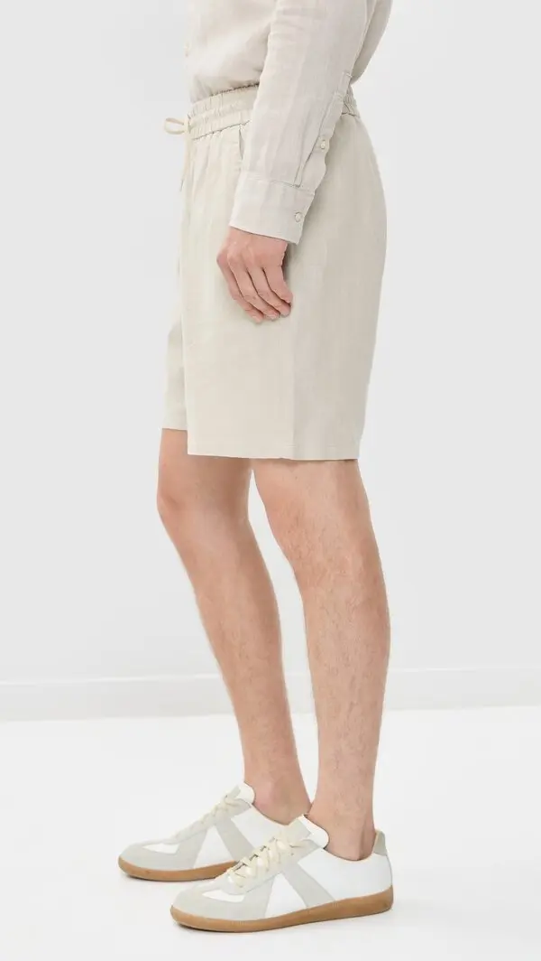 LES DEUX Drawstring Linen Blend Shorts
