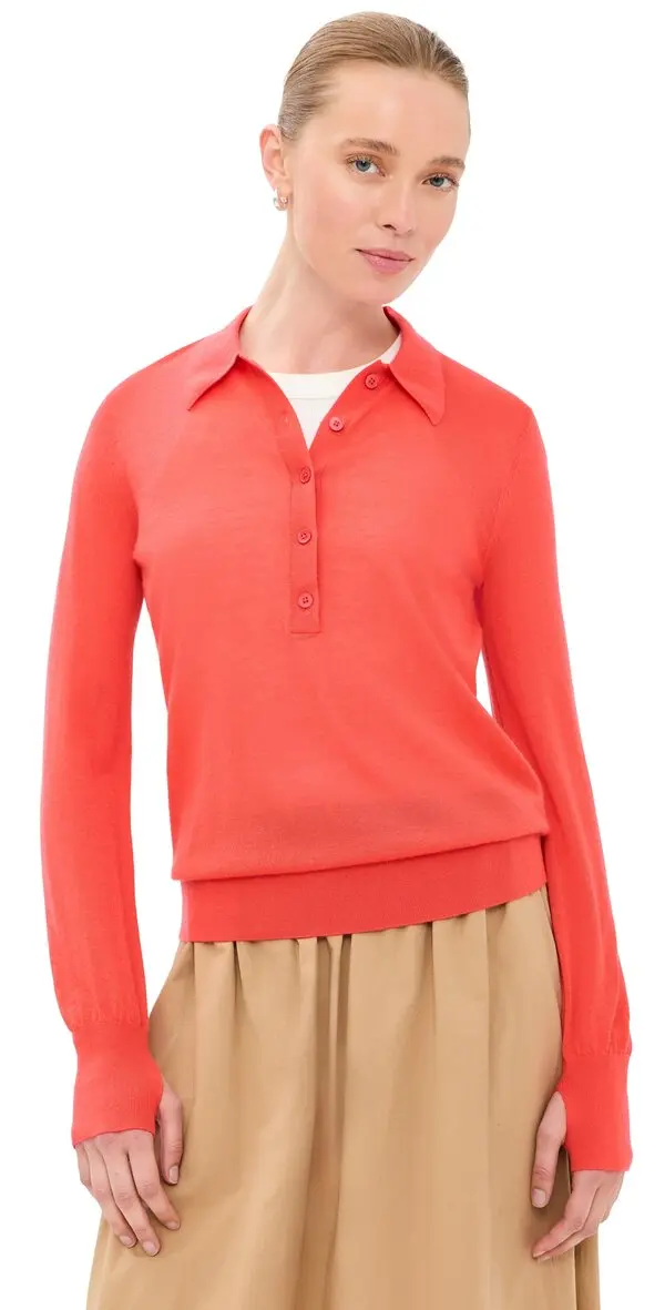 TWP Cashmere Polo Sweater - Bitter Red