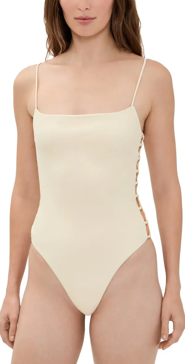 Jade Swim One-piece Swimsuit With Gold-tone Hardware - Ivory