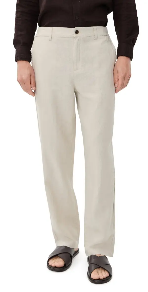 LES DEUX Linen Comfort Suit Pants - Light Sand