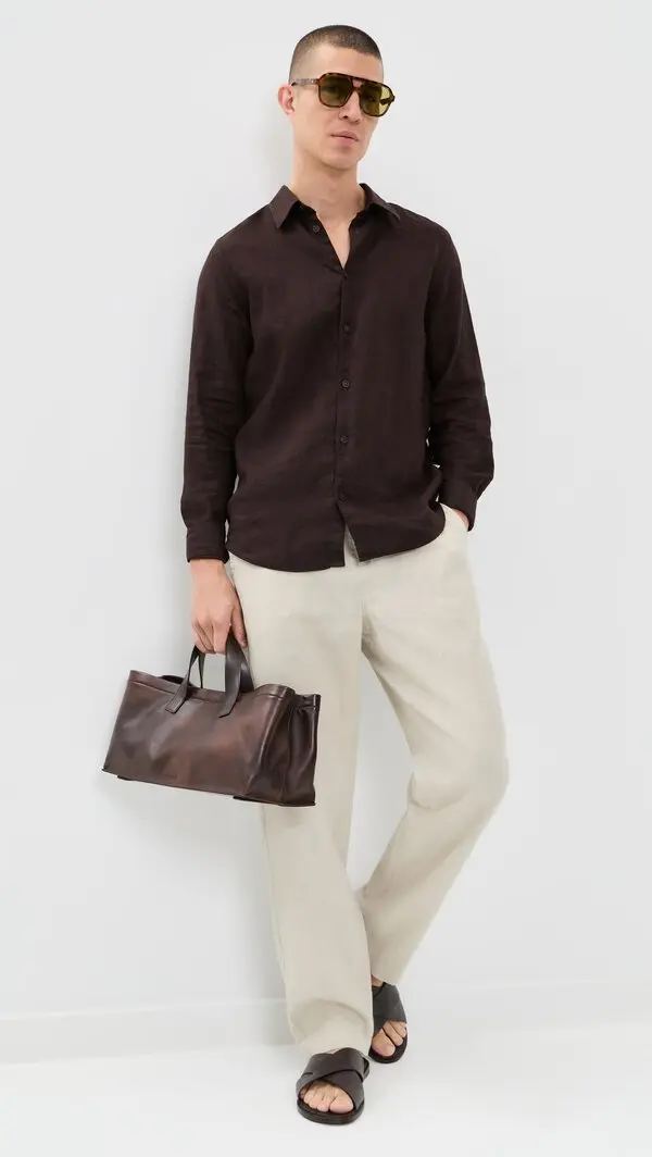 LES DEUX Linen Comfort Suit Pants