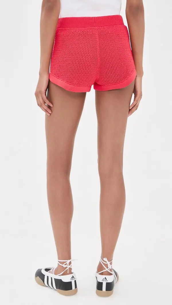Adidas Crochet Knit Shorts With Side Stripe Trim