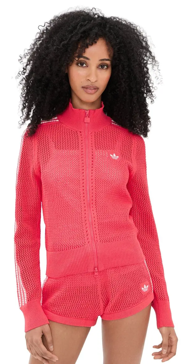 Adidas Knitted Crochet Track Jacket - Semi Lucid Red/blue