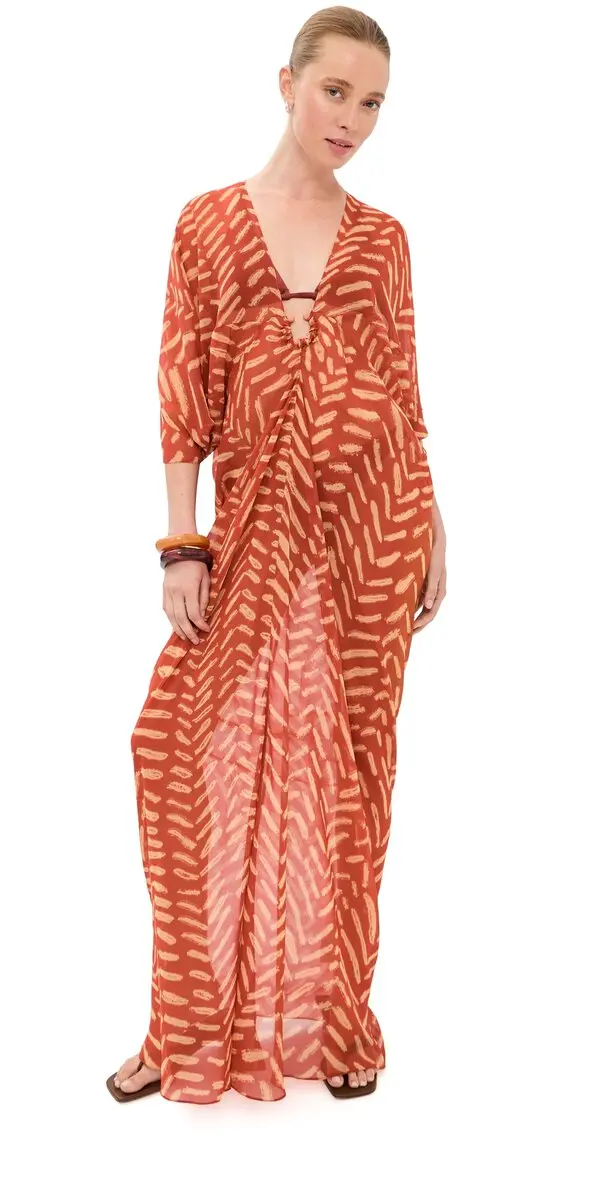 Johanna Ortiz Sensory Tapestry Tunic Dress - Red/nude
