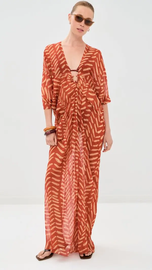 Johanna Ortiz Sensory Tapestry Tunic Dress - Red/nude