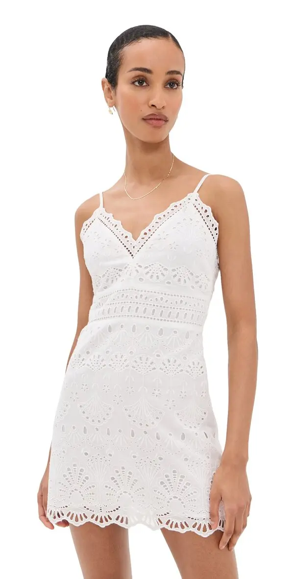 LoveShackFancy Peppy Embroidered Eyelet Dress - Optic White