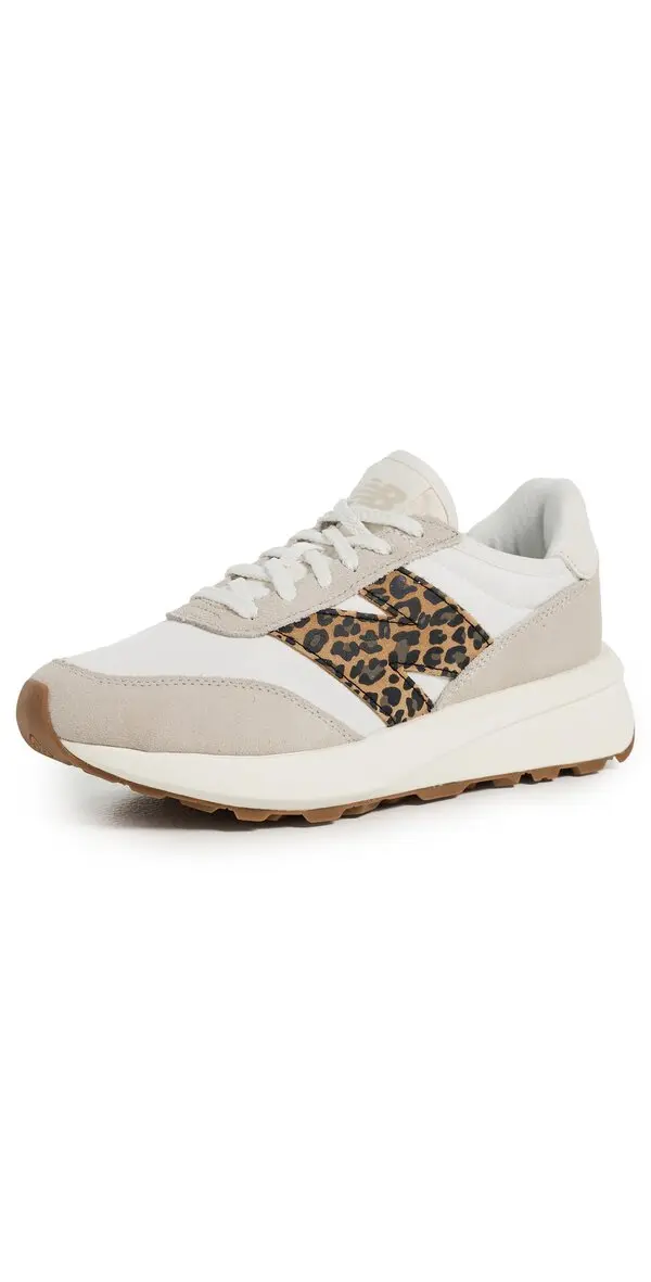 NEW BALANCE 370 Sneakers With Leopard Print Trim - Brown/beige