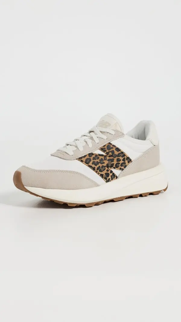 NEW BALANCE 370 Sneakers With Leopard Print Trim - Brown/beige