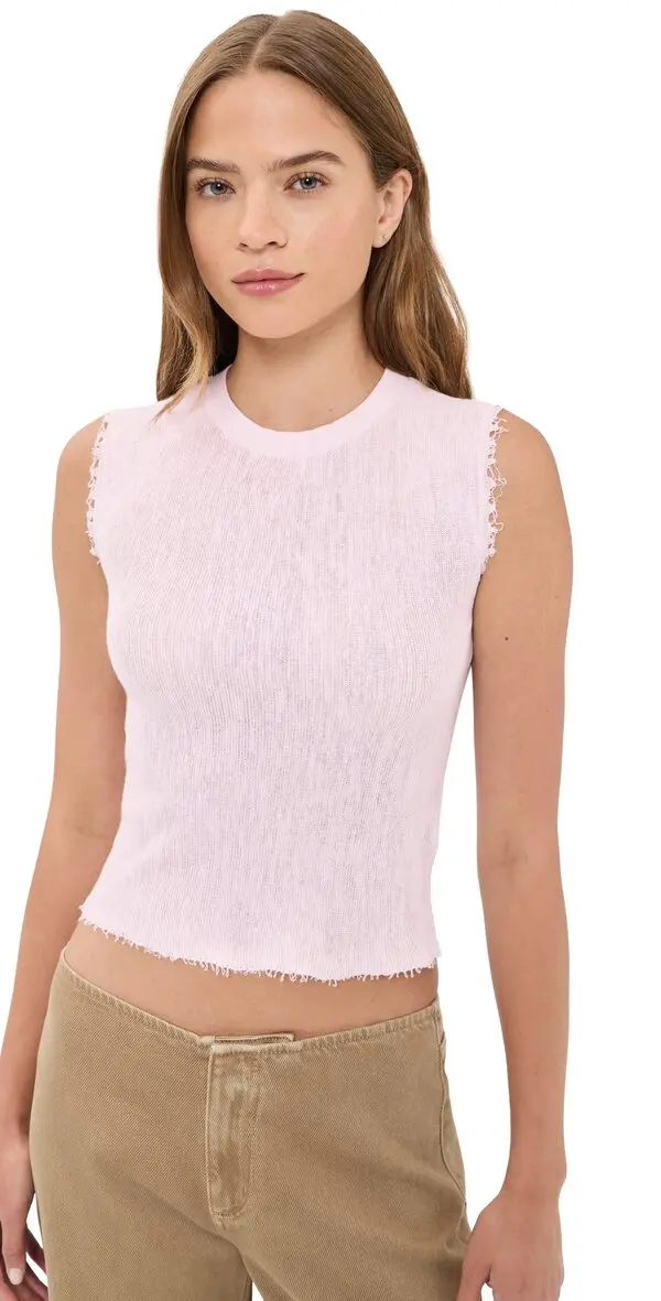 Helmut Lang Raw Edge Knit Tank - Pink