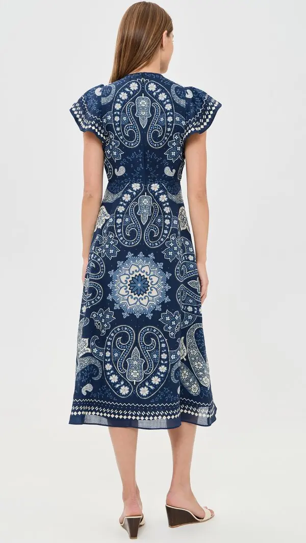 Sea Emelina Print Midi Dress - Navy