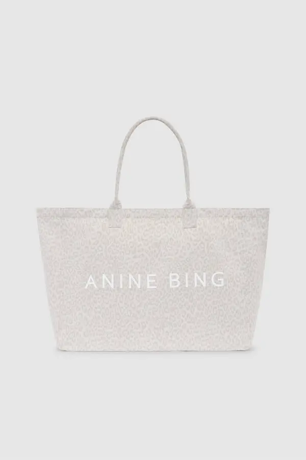 ANINE BING Leo Canvas Tote - Washed White Leopard