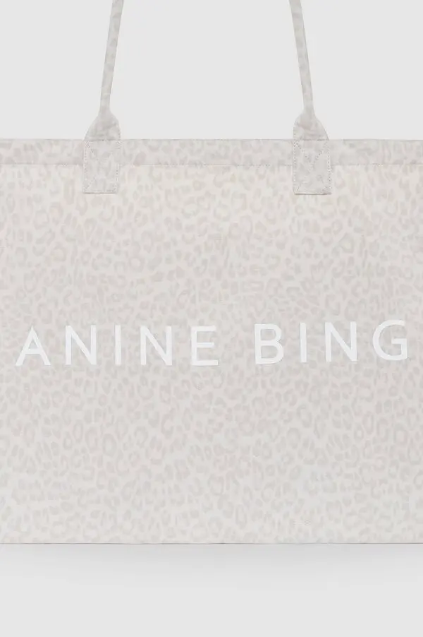 ANINE BING Leo Canvas Tote - Washed White Leopard